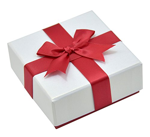 Paialco Jewelry Package Paper Gift Box Red Ribbon Bow-Knot 3 3/4-Inch by 3 3/4-Inch