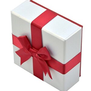 Paialco Jewelry Package Paper Gift Box Red Ribbon Bow-Knot 3 3/4-Inch by 3 3/4-Inch