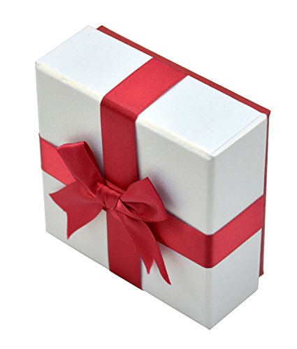 Paialco Jewelry Package Paper Gift Box Red Ribbon Bow-Knot 3 3/4-Inch by 3 3/4-Inch