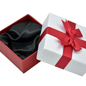 Paialco Jewelry Package Paper Gift Box Red Ribbon Bow-Knot 3 3/4-Inch by 3 3/4-Inch