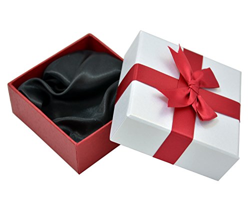 Paialco Jewelry Package Paper Gift Box Red Ribbon Bow-Knot 3 3/4-Inch by 3 3/4-Inch