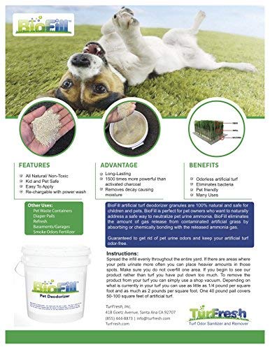 BioFill Pet Deodorizer Granular Infill for Artificial Grass Turf, All Natural Dog Urine Neutralizer, Outdoor Use, 40 lb Pail