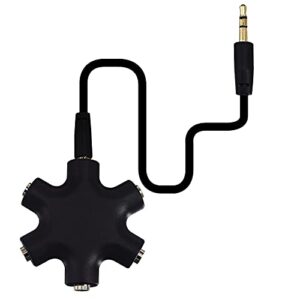 onelinkmore headphone splitter, 5-jack 3.5 mm audio headphone splitter stereo audio headset adapter, audio earbuds earphones plug 5 way 1 male to 4 female splitter with 3.5mm stereo cable