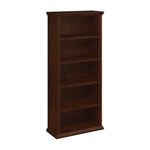 bush furniture yorktown 5 shelf bookcase in antique cherry