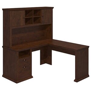 bush furniture yorktown l shaped desk with hutch in antique cherry