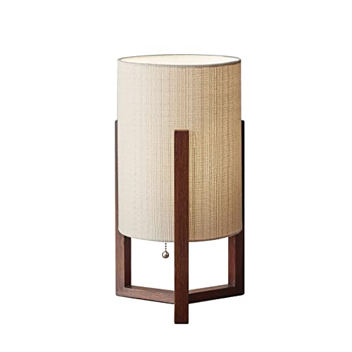 Adesso 1502-15 Quinn Table Lantern, 17 in., 60 W Incandescent/CFL, Walnut Birch Wood, 1 Wooden Lamp