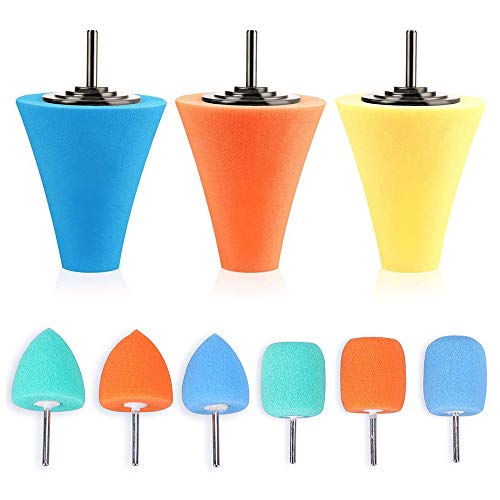 Polishing Cone ZFE 9 PCS Sponge Buffing for Automotive Car Wheel Hub Care, Metal Polish Buffing Polishing Ball for Aluminum and Stainless Steel