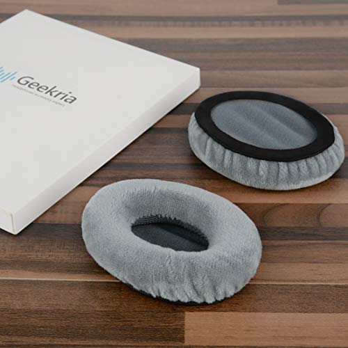 Geekria Comfort Velour Replacement Ear Pads for Sennheiser Momentum On-Ear Momentum 2.0 On-Ear Momentum 2.0 On-Ear Wireless Headphones Ear Cushions, Ear Cups Cover Repair Parts (Grey)