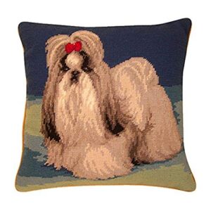 elegant décor needlepoint pillow shih tzu