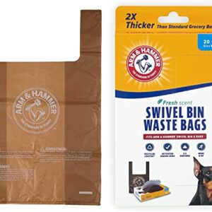 Swivel Bin Waste Bag and Rake Dog Pooper Scooper, Refill Bags (3-Pack, 20 Count)