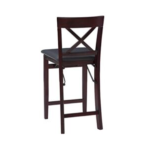 Linon Triena X Back Folding Counter Stool, Brown