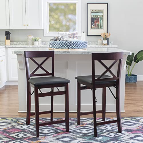 Linon Triena X Back Folding Counter Stool, Brown