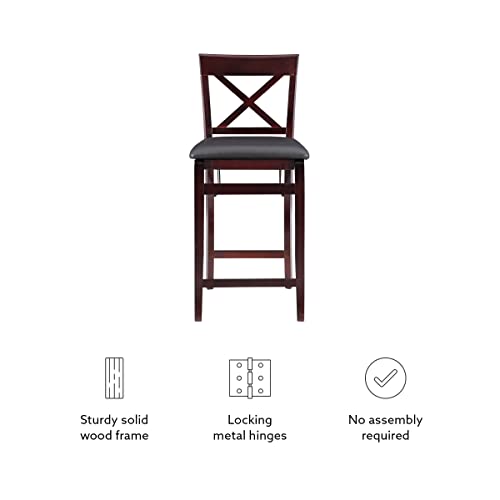 Linon Triena X Back Folding Counter Stool, Brown