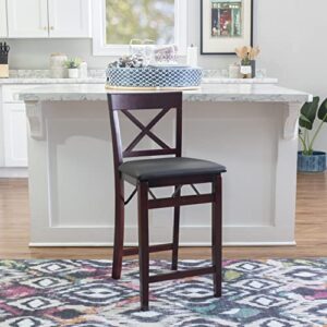 Linon Triena X Back Folding Counter Stool, Brown