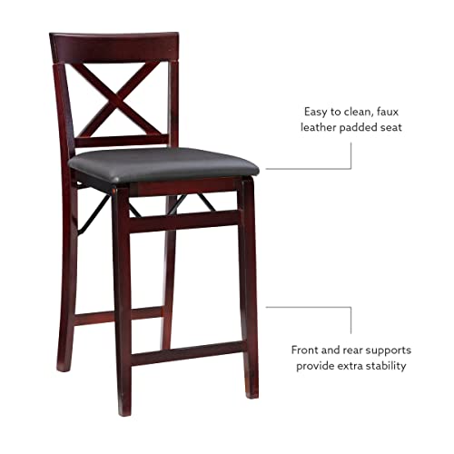 Linon Triena X Back Folding Counter Stool, Brown