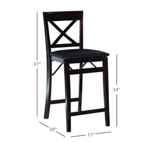 Linon Triena X Back Folding Counter Stool, Brown