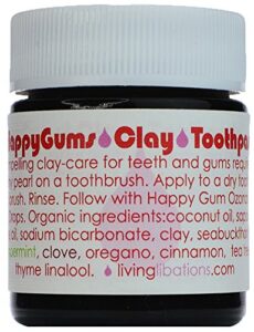 living libations - organic happy gums cleansing clay toothpaste | natural, wildcrafted, vegan clean beauty (0.5 fl oz | 15 ml)