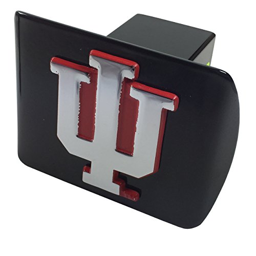 AMG University of Indiana Metal Emblem (Chrome with red Trim) on Black Metal Hitch Cover