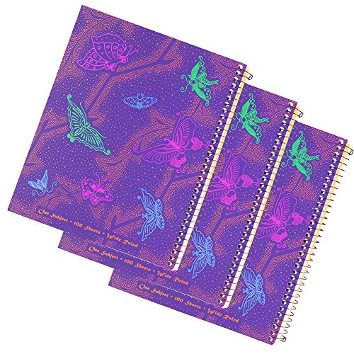 Left-Handed Wide Ruled notebook With Butterfly Design, Set of 3