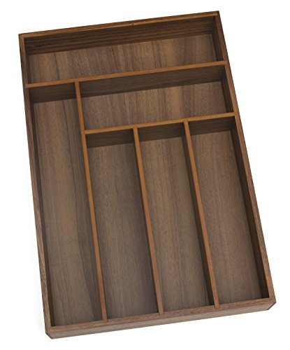 Lipper International 1078 Acacia Wood Deep Flatware Organizer with 6 Compartments, 11-3/4" x 17-1/2" x 2-1/2"