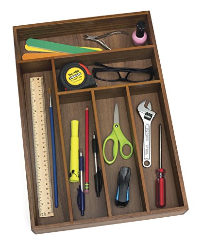 Lipper International 1078 Acacia Wood Deep Flatware Organizer with 6 Compartments, 11-3/4" x 17-1/2" x 2-1/2"