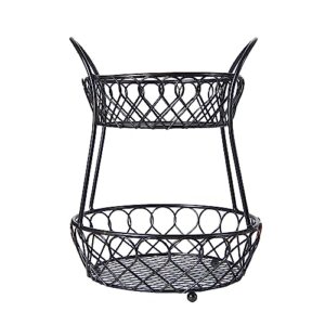 gourmet basics by mikasa loop and lattice wire basket, antique black