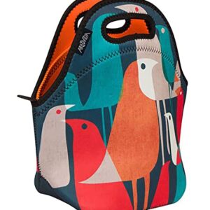 Artovida Artists Collective Insulated Neoprene Lunch Bag - Washable Soft Lunch Tote for Work and Picnic - Design by Budi Kwan (Indonesia) Flock of Birds - Classic