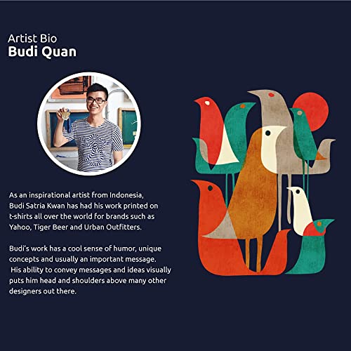 Artovida Artists Collective Insulated Neoprene Lunch Bag - Washable Soft Lunch Tote for Work and Picnic - Design by Budi Kwan (Indonesia) Flock of Birds - Classic