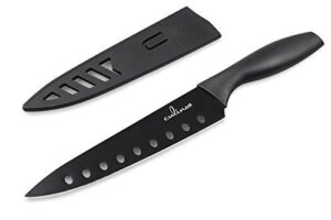 culina® 8-inch nonstick carbon steel sushi knife with sheath, black