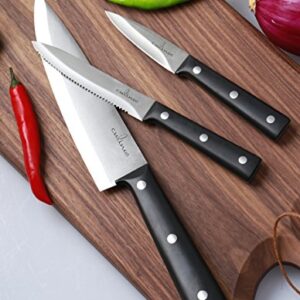 Culina 3-Piece Chef Knife Set. Triple-rivet, Full-tang : 8-inch Chef Knife, 5-inch Utility Knife, 3.5-inch Paring Knife