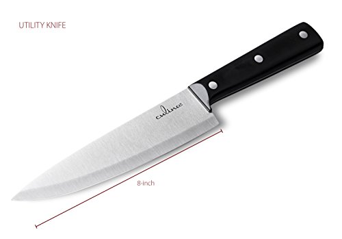 Culina 3-Piece Chef Knife Set. Triple-rivet, Full-tang : 8-inch Chef Knife, 5-inch Utility Knife, 3.5-inch Paring Knife