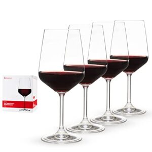 spiegelau style red wine glasses, set of 4, european-made lead-free crystal, classic stemmed, dishwasher safe, professional quality red wine glass gift set, 22.2 oz