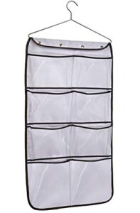 misslo durable hanging closet double sided bra stocking clothes socks organizer 15 large mesh pockets, white