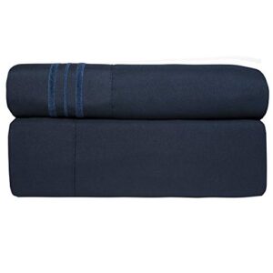 Queen Size Bed Sheets - Breathable Luxury Sheets with Full Elastic & Secure Corner Straps Built In - 1800 Supreme Collection Extra Soft Deep Pocket Bedding Set, Sheet Set, Queen, Navy