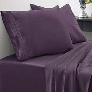 Queen Size Bed Sheets - Breathable Luxury Sheets with Full Elastic & Secure Corner Straps Built In - 1800 Supreme Collection Extra Soft Deep Pocket Bedding Set, Sheet Set, Queen, Purple