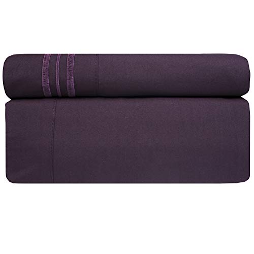 Queen Size Bed Sheets - Breathable Luxury Sheets with Full Elastic & Secure Corner Straps Built In - 1800 Supreme Collection Extra Soft Deep Pocket Bedding Set, Sheet Set, Queen, Purple