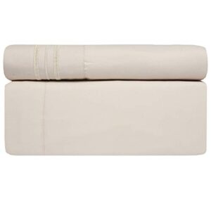 Queen Size Bed Sheets - Breathable Luxury Sheets with Full Elastic & Secure Corner Straps Built In - 1800 Supreme Collection Extra Soft Deep Pocket Bedding Set, Sheet Set, Queen, Beige