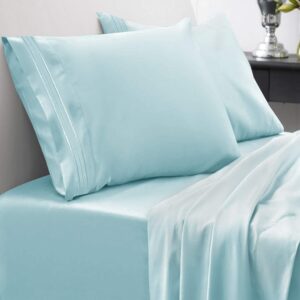 full size sheet sets - breathable luxury sheets with full elastic & secure corner straps built in - 1800 supreme collection extra soft deep pocket bedding set, sheet set, full, light blue