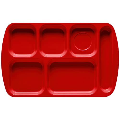 G.E.T. TR-151-R 15.5" x 10" 6-Compartment Tray (Qty, 12), Melamine, Red (Pack of 12)