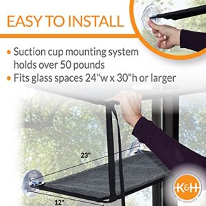 K&H Pet Products EZ Mount Window Sill Cat Bed, Cat Window Hammock, Sturdy Cat Window Perch for Large Cats, Cat Window Bed Cat Furniture, Cat Hammock for Window Cat Perch Cat Shelf - Double Stack Gray