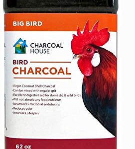 1 Gallon Jar Large Bird Granular Activated Charcoal 100% Virgin Coconut Shell - Not from China- for Health, Odor Control, Digestion, Scratch, for Chickens, Pigeons, Parrots, Turkeys, and More