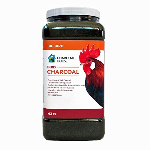 1 Gallon Jar Large Bird Granular Activated Charcoal 100% Virgin Coconut Shell - Not from China- for Health, Odor Control, Digestion, Scratch, for Chickens, Pigeons, Parrots, Turkeys, and More