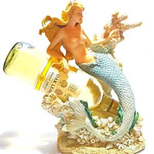 Comfy Hour 11" Polyresin Mermaid Wine Holder for Home Decoration, White, Blue, Ocean Voyage Collection