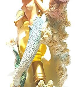 Comfy Hour 11" Polyresin Mermaid Wine Holder for Home Decoration, White, Blue, Ocean Voyage Collection