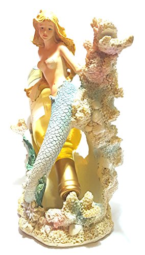 Comfy Hour 11" Polyresin Mermaid Wine Holder for Home Decoration, White, Blue, Ocean Voyage Collection