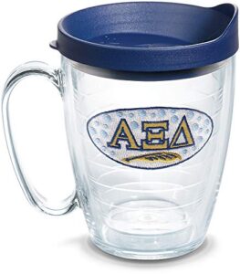 tervis sorority - alpha xi delta tumbler with emblem and navy lid 16oz mug, clear