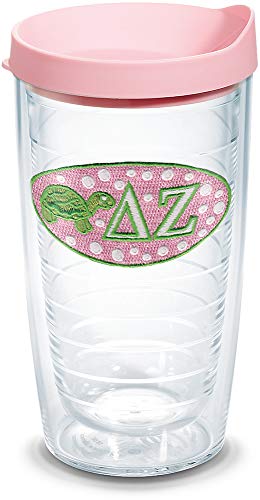 Tervis Sorority - Delta Zeta Tumbler with Emblem and Pink Lid 16oz, Clear