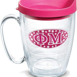 Tervis Fraternity - Phi Mu Tumbler with Emblem and Fuchsia Lid 16oz Mug, Clear