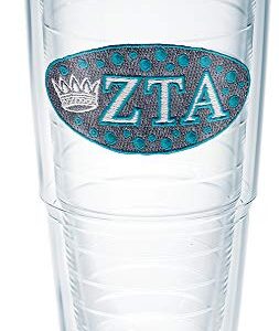 Tervis Fraternity - Zeta Tau Alpha Tumbler with Emblem and White Lid 24oz, Clear