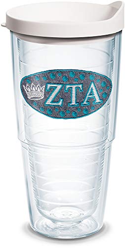 Tervis Fraternity - Zeta Tau Alpha Tumbler with Emblem and White Lid 24oz, Clear